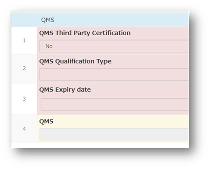 5 Do not have a QMS third-party certification.? Input information as shown.